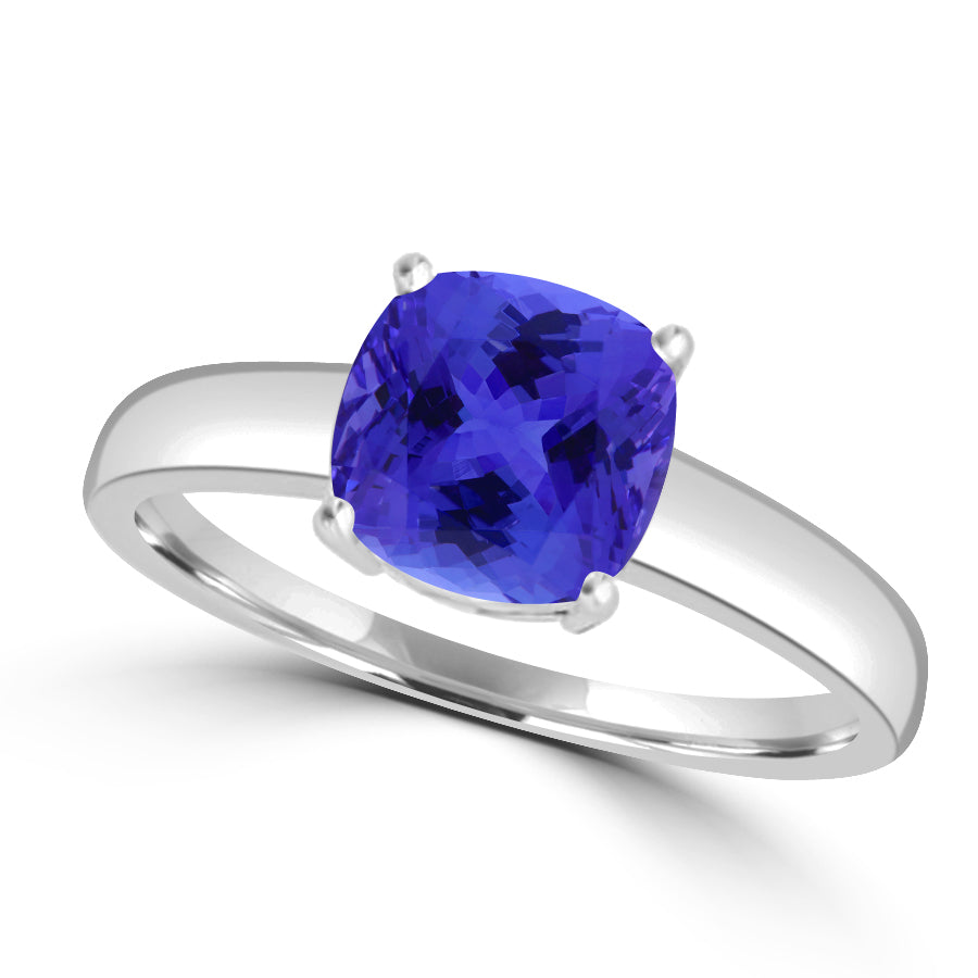 TMR121108 - Amelia - Cushion Tanzanite Ring Solitaire – Top Tanzanite